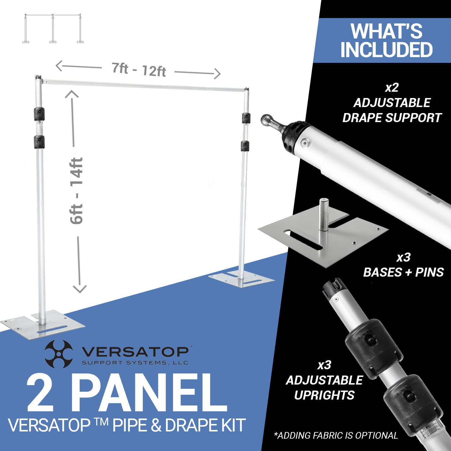 Versatop™ 2.0® - DELUXE-2 Panel Pipe and Drape Kit / Backdrop - 6-14 ...