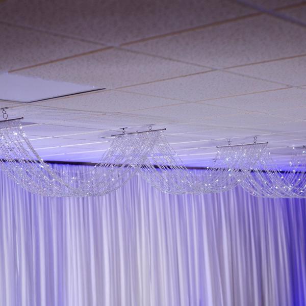 15ft. Crystal Ceiling Draping Panel w/ LED Lights - Pure White - 20" Wide